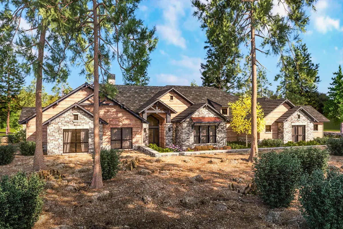 Mountain-Craftsman One-Level Retreat – ~4,405 Sq Ft with Grand Outdoor ...
