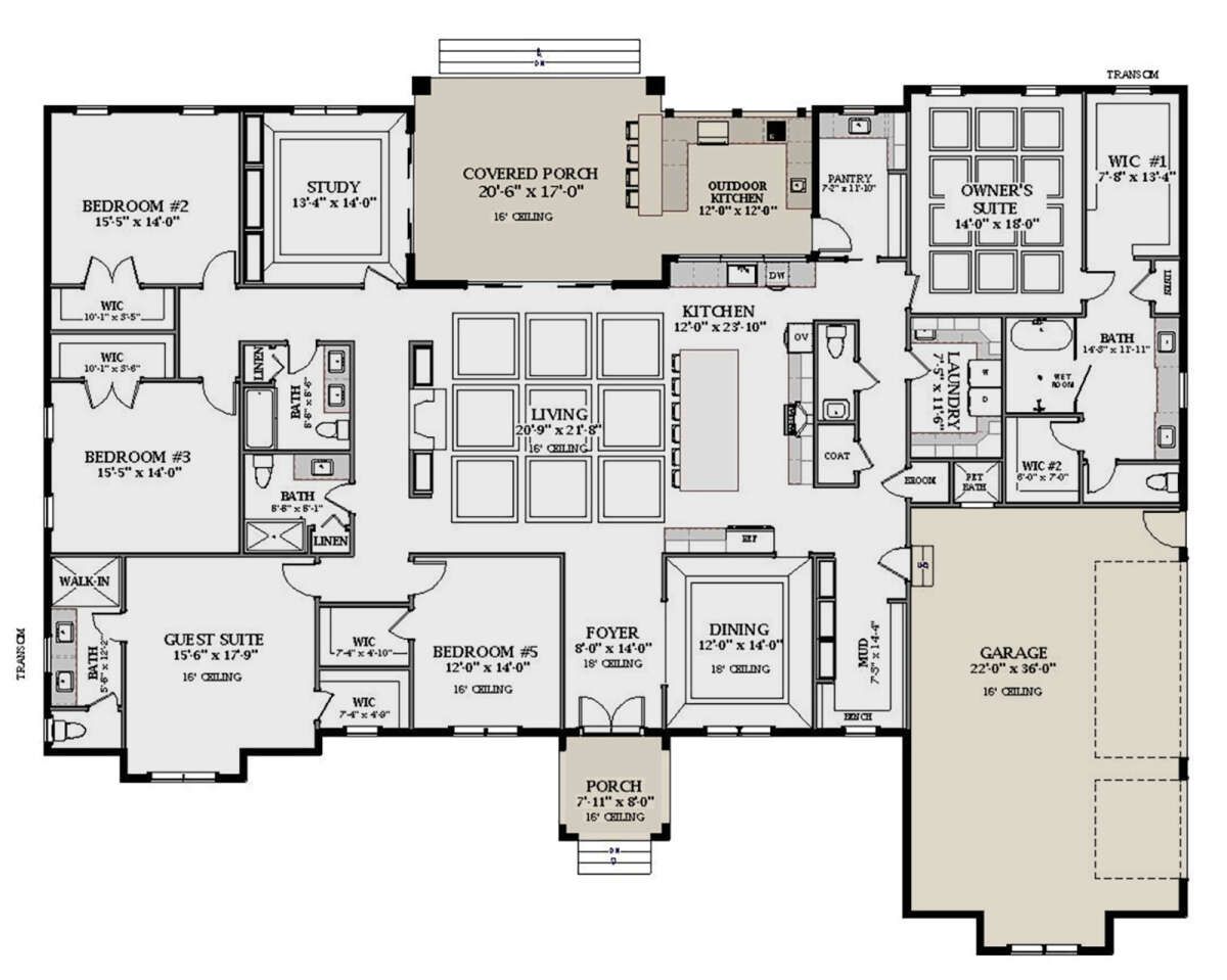 Modern Transitional Plan – 4,027 Sq Ft, 5-Bedrooms & 4.5 Bathrooms ...