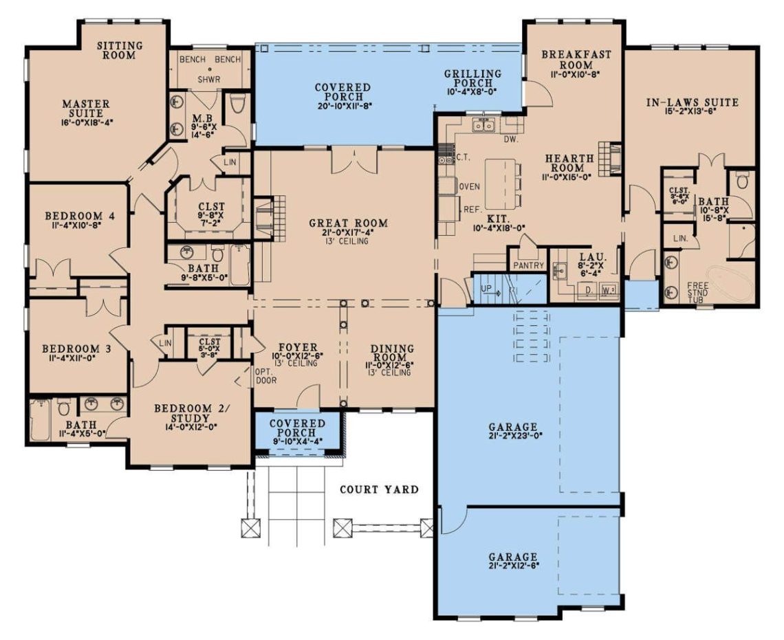 3,049 Sq Ft Craftsman Plan – 5 Bedrooms & 4 Bathrooms – House Design ...