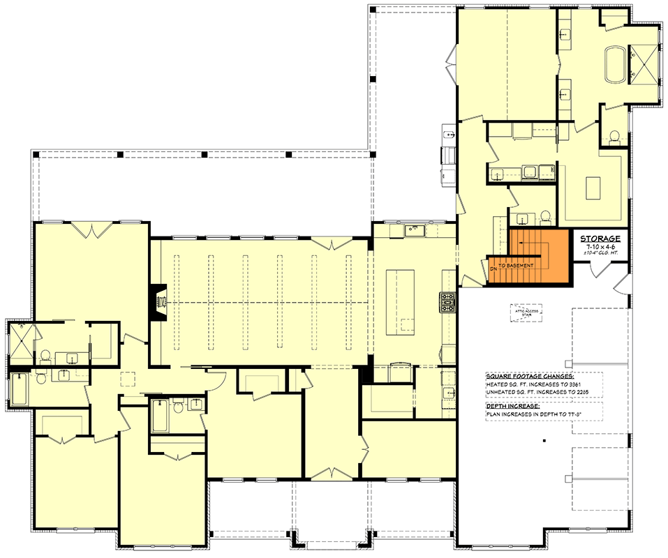 4 or 5-Bedroom Modern Transitional House Plan with Vaulted Living & 3 ...