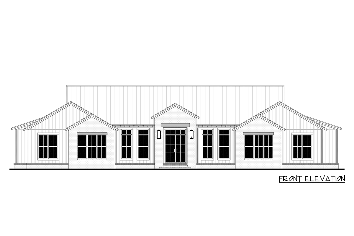 4 or 5-Bedroom Modern Transitional House Plan with Vaulted Living & 3 ...