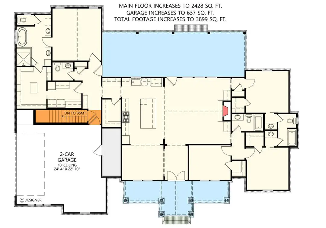 4-Bed Modern Farmhouse Plan with Vaulted Master Bedroom – 2,343 Sq Ft ...