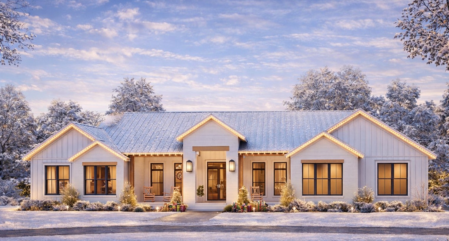 4 or 5-Bedroom Modern Transitional House Plan with Vaulted Living & 3 ...