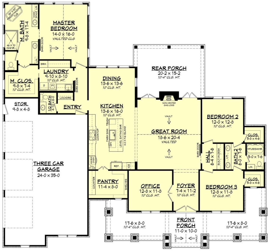 2,454 Sq Ft Modern Farmhouse Plan – 3 Beds, 2.5 Baths & 3-Car Garage ...