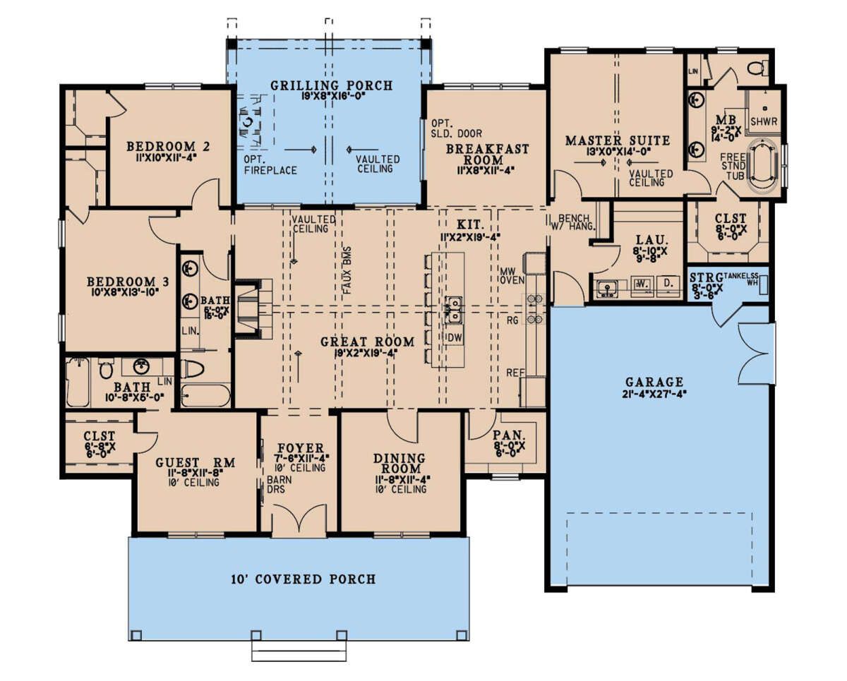 Modern Farmhouse Plan – 2,330 Sq Ft | 4 Beds & 3 Baths | Covered ...