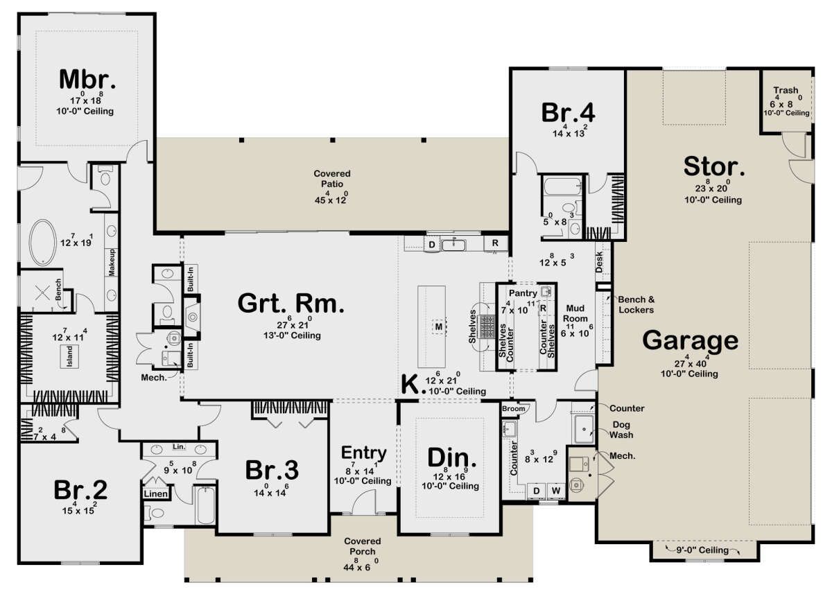 Modern Farmhouse Plan – 3,680 Sq Ft | 4 Beds & 3.5 Baths | 4-Car Garage ...