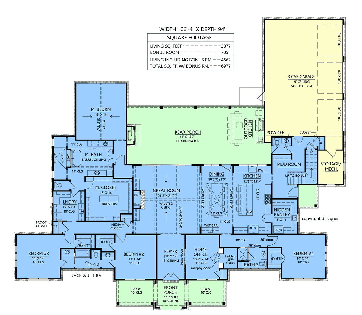 New American Style Modern Farmhouse – Plan 84702 | 3,877 Sq Ft, 4 Beds ...
