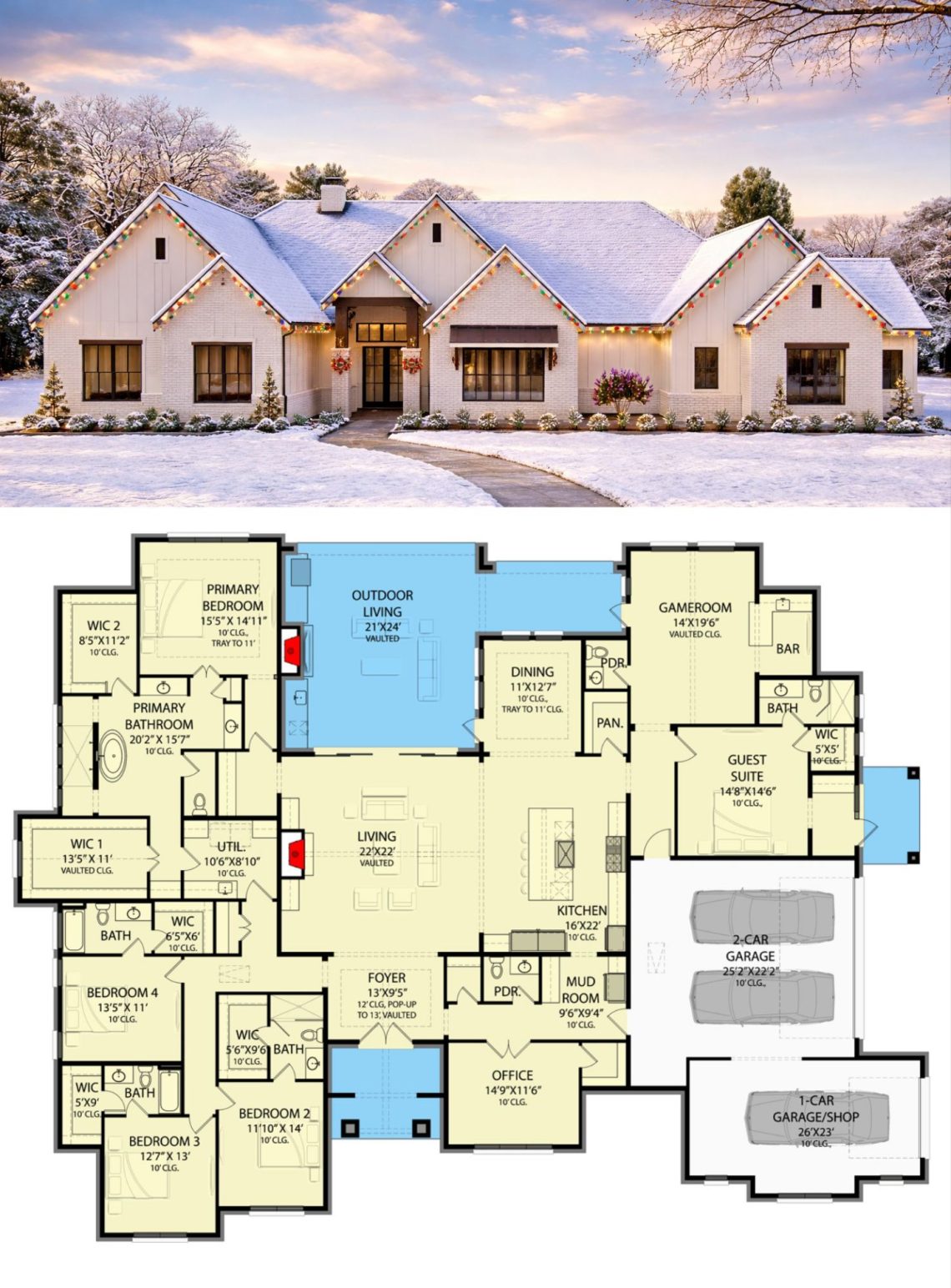New American House Plan with Guest Suite & Office – 4,683 Sq Ft | 5 ...