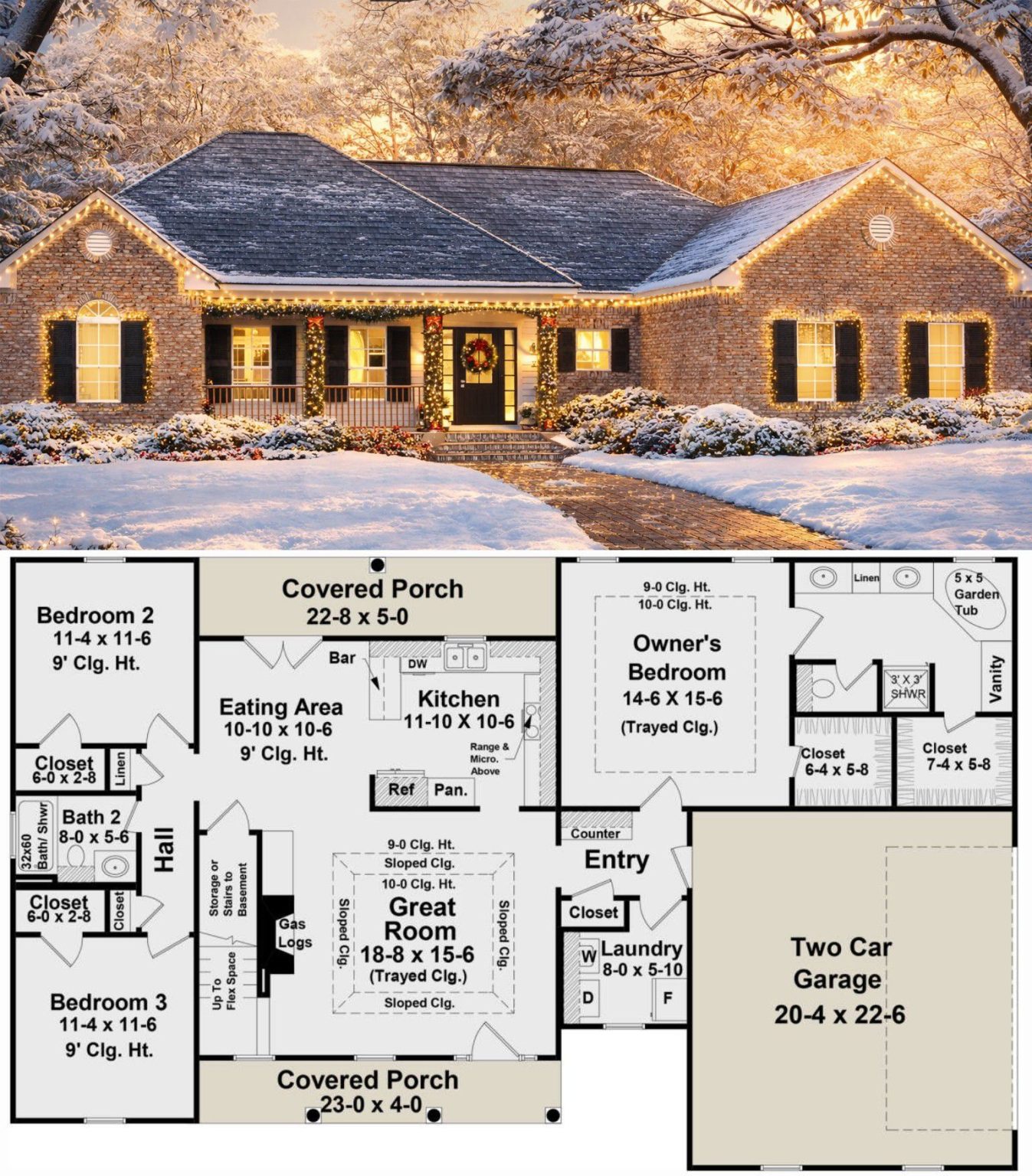 1,800 Sq Ft Country House Plan – 3 Beds, 2 Baths & 2-Car Garage – House ...